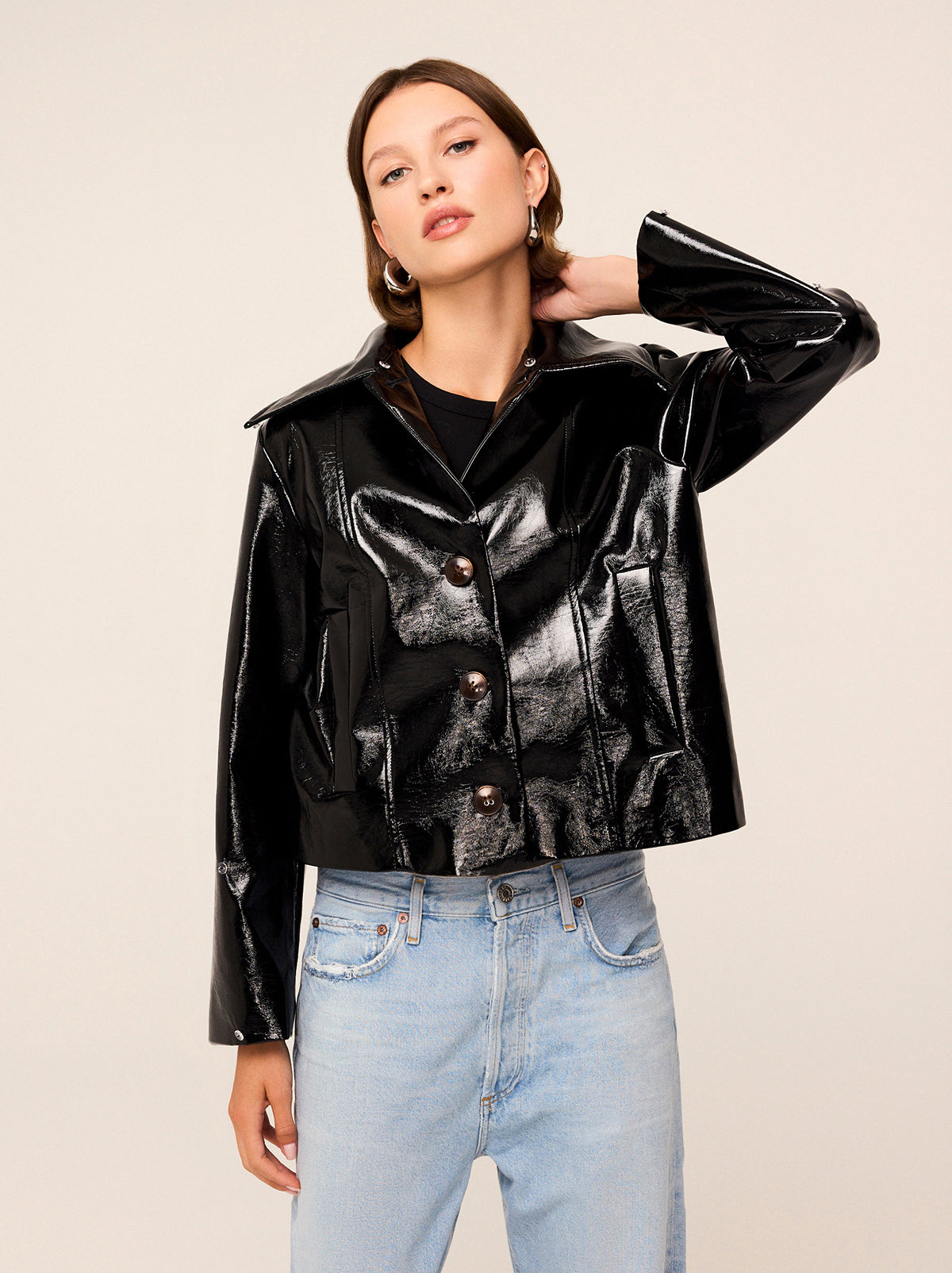 Bonnie Black Vinyl Jacket | KITRI Studio