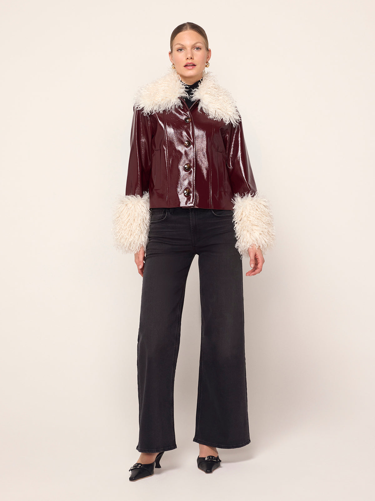 Bonnie Oxblood Burgundy Vinyl Jacket | KITRI Studio