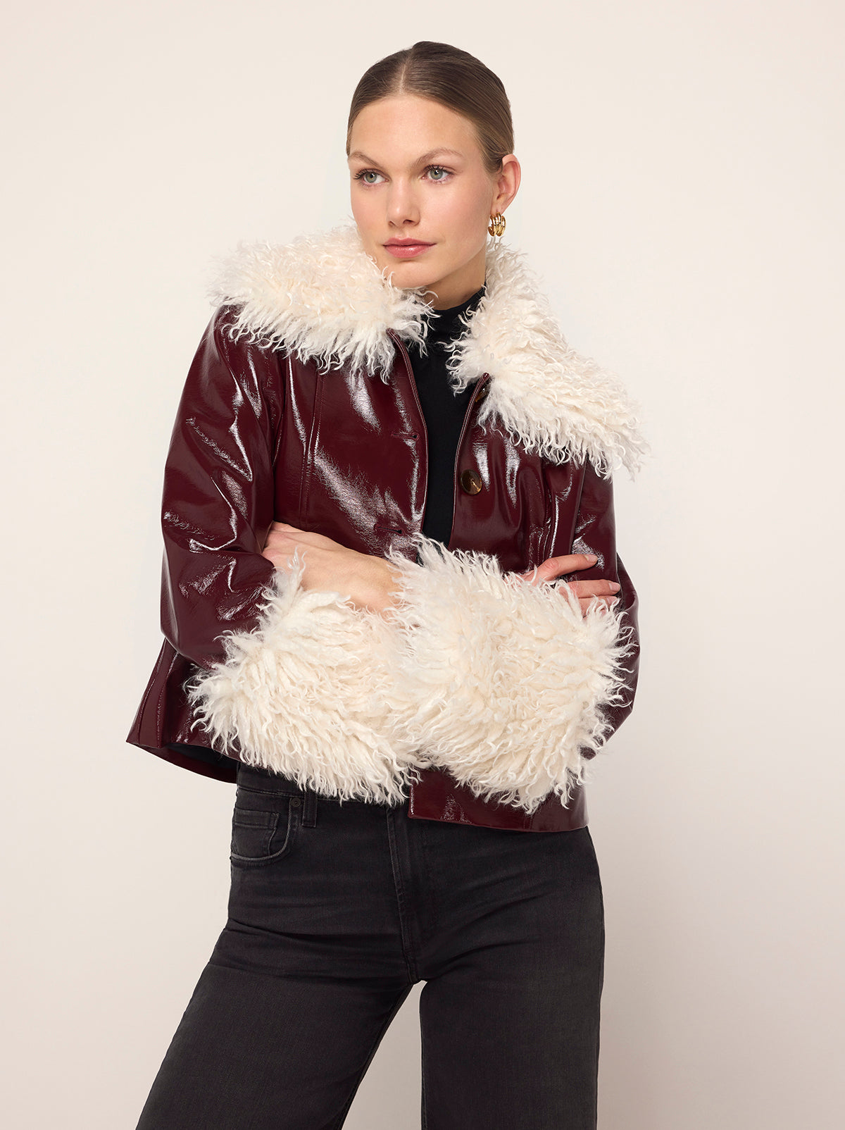 Bonnie Oxblood Burgundy Vinyl Jacket | KITRI Studio