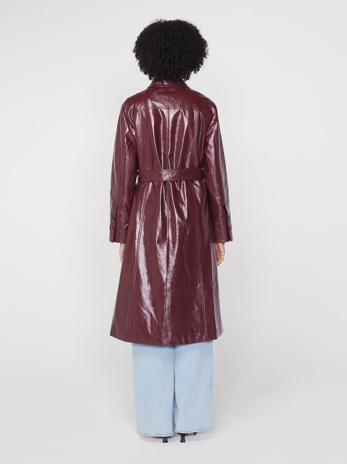 Dominique Chocolate Vinyl Coat | KITRI Studio