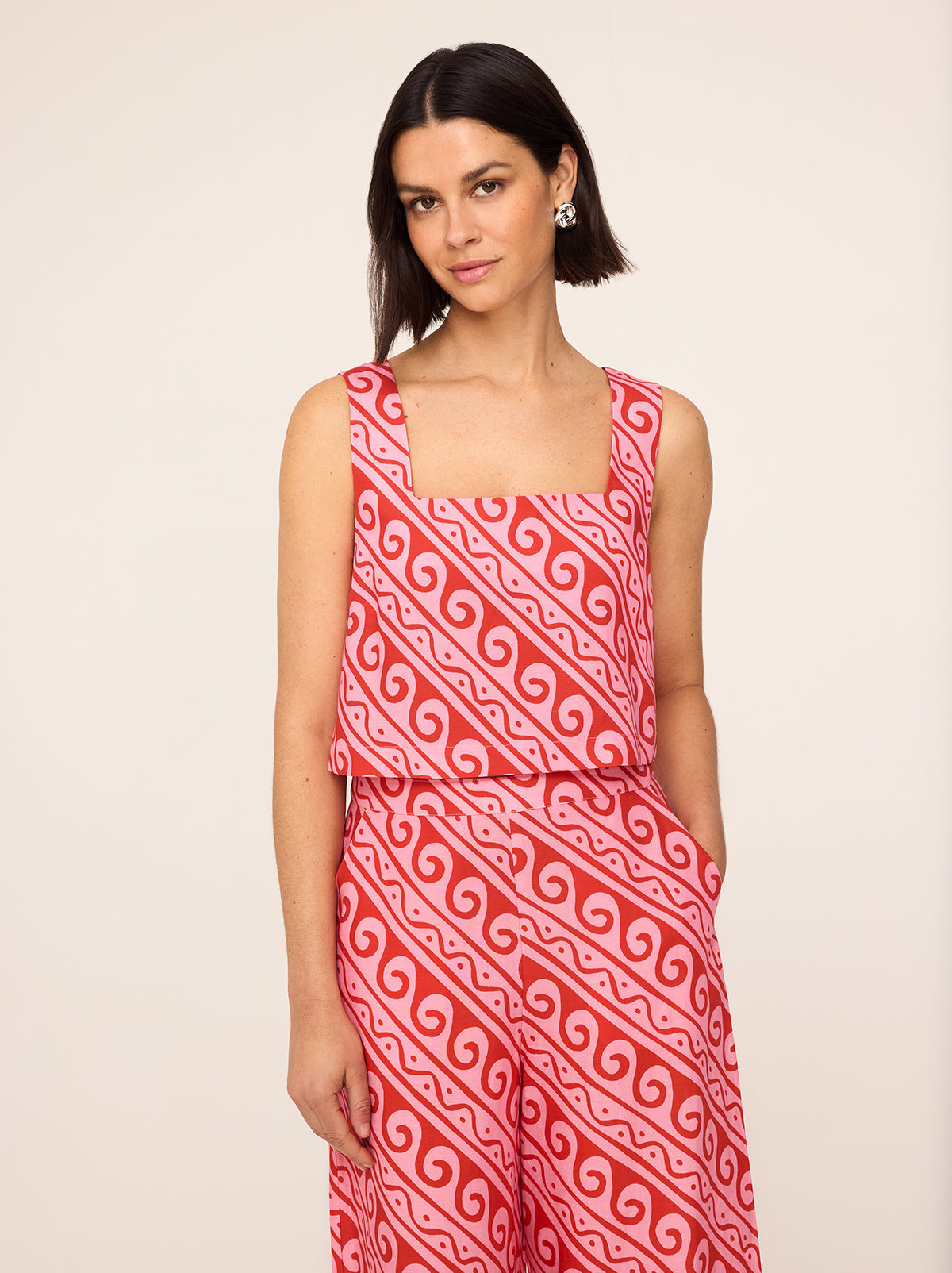 Maeve Pink Wave Print Top | KITRI Studio