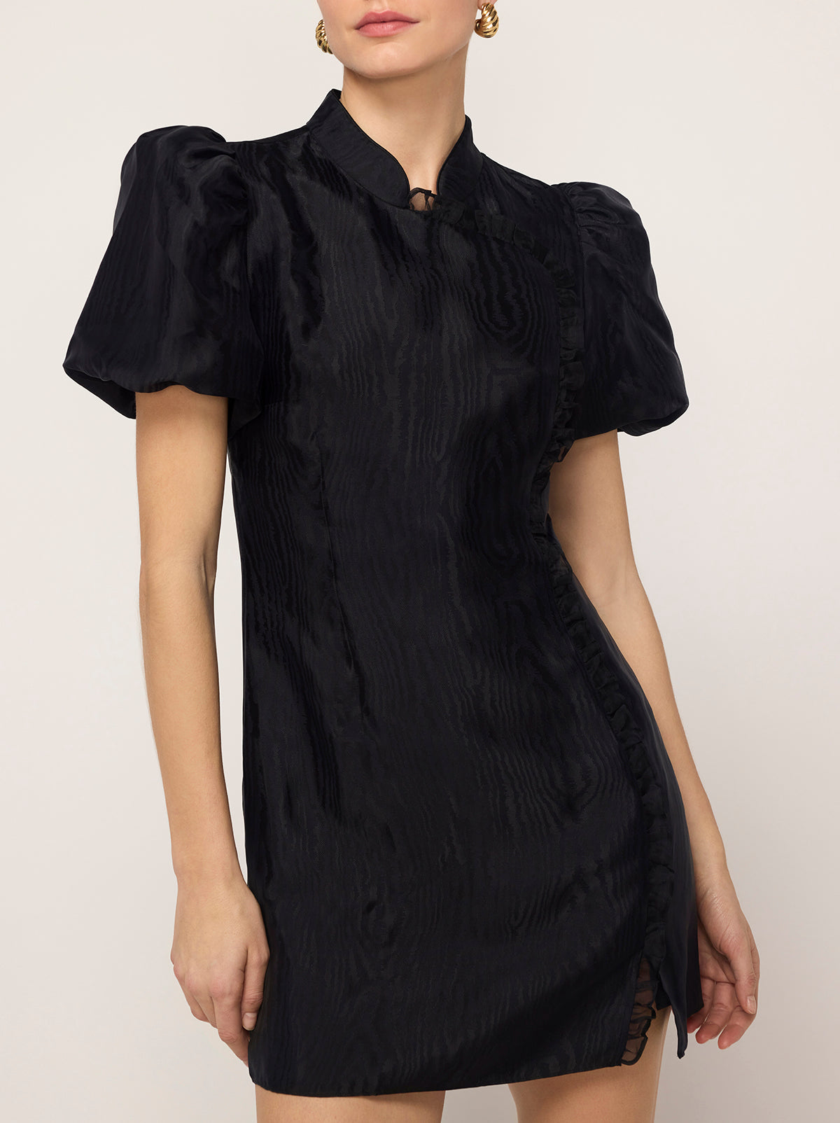 Philippa Black Moire Mini Dress | KITRI Studio