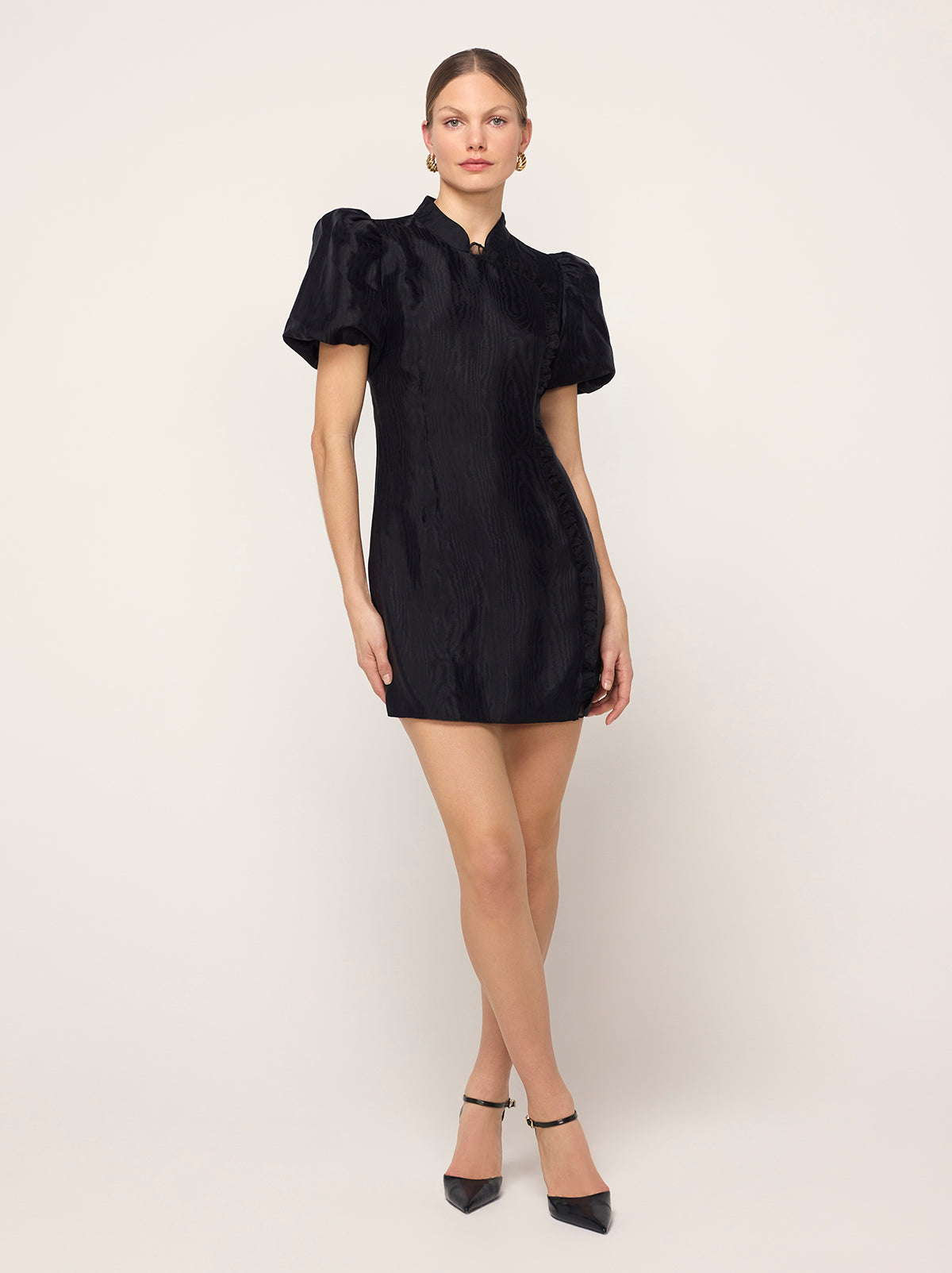 Philippa Black Moire Mini Dress | KITRI Studio