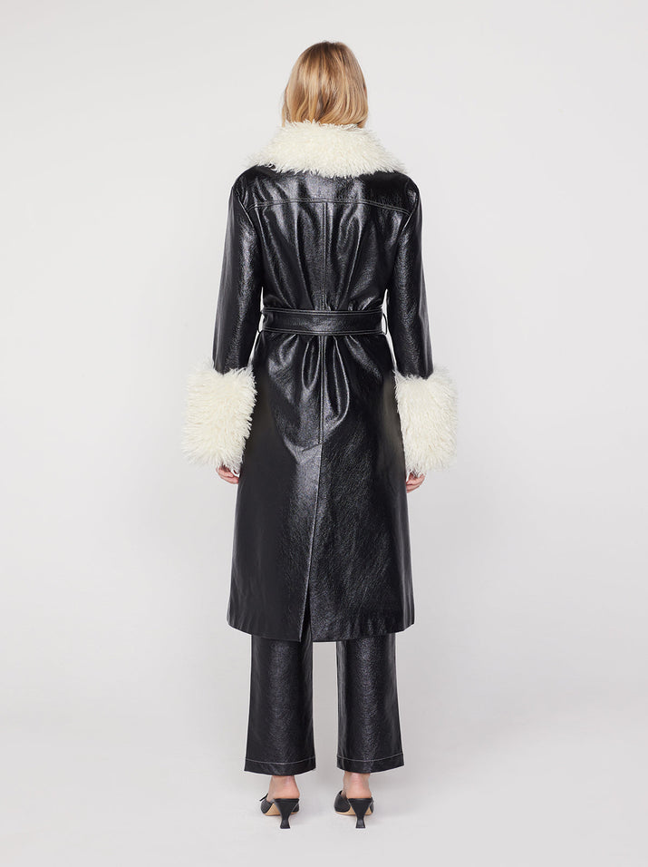 Simone Black Vinyl Coat | KITRI Studio